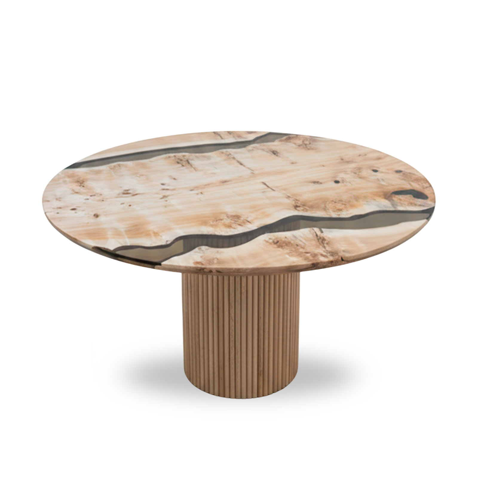 Marcel Mappa Burl Round Dining Table | Gray Epoxy Design – Holzsch