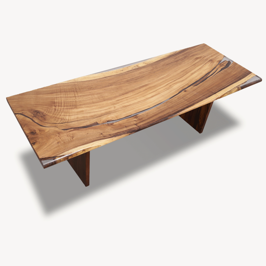 Saman Shield dining table - Custom, Live Edge, Matching Wood Legs – Holzsch