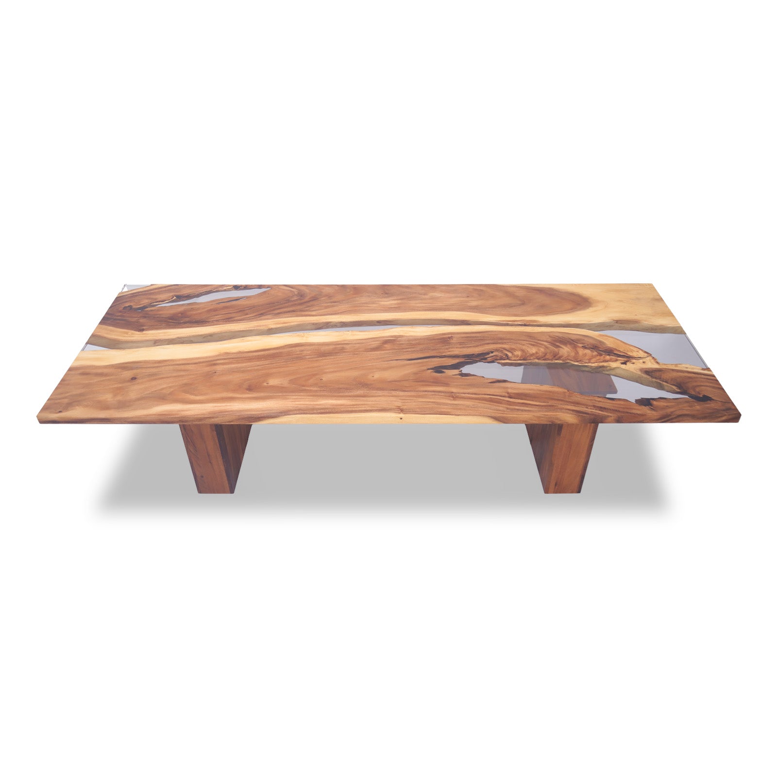 Select Monkey Pod Dining Table 47" x 110" – Transparent Epoxy River ...